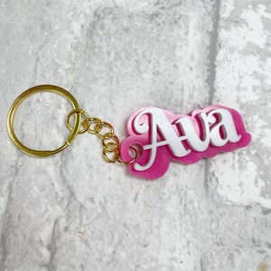 Personalized Key Chain- Barbie Inspired Font- Custom Colors- Key Chain ...
