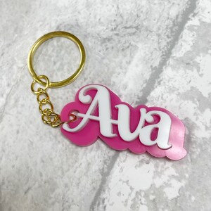 Personalized Key Chain- Barbie Inspired Font- Custom Colors- Key Chain ...