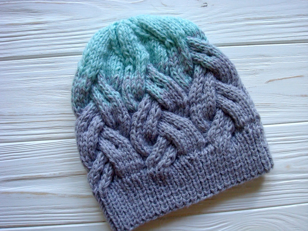 Gradient Two-colors Knit Hat Pattern Knitting Pattern - Etsy