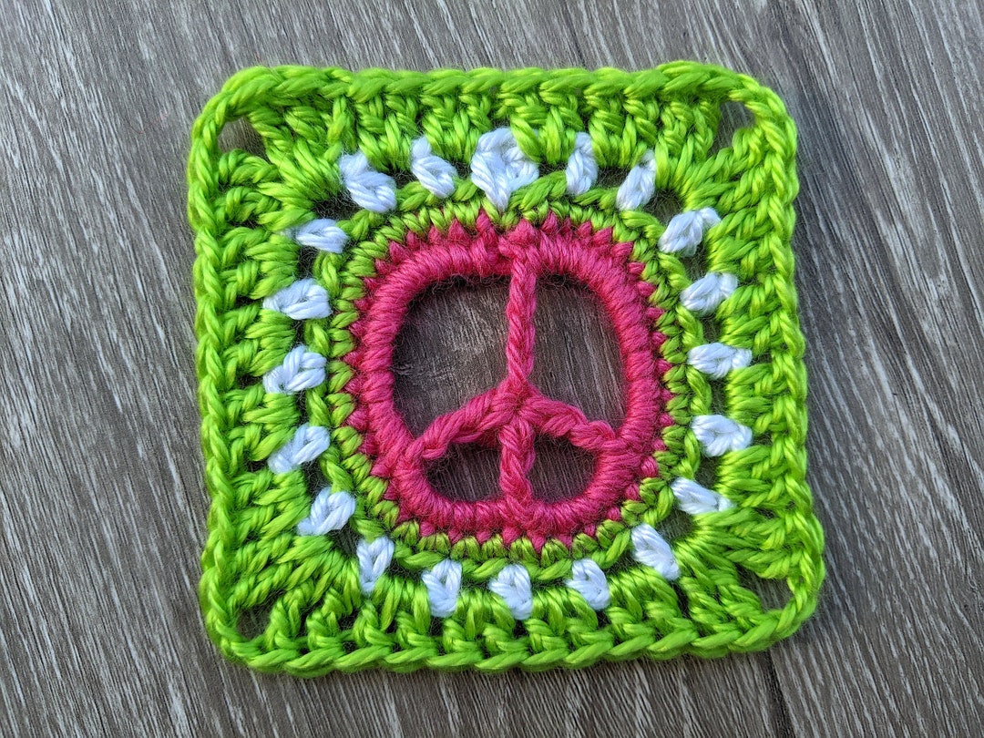 Crochet Peace Sign Granny Square Pattern - Etsy