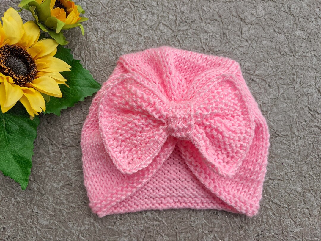 Baby Knit Turban Hat With Bow Pattern - Etsy