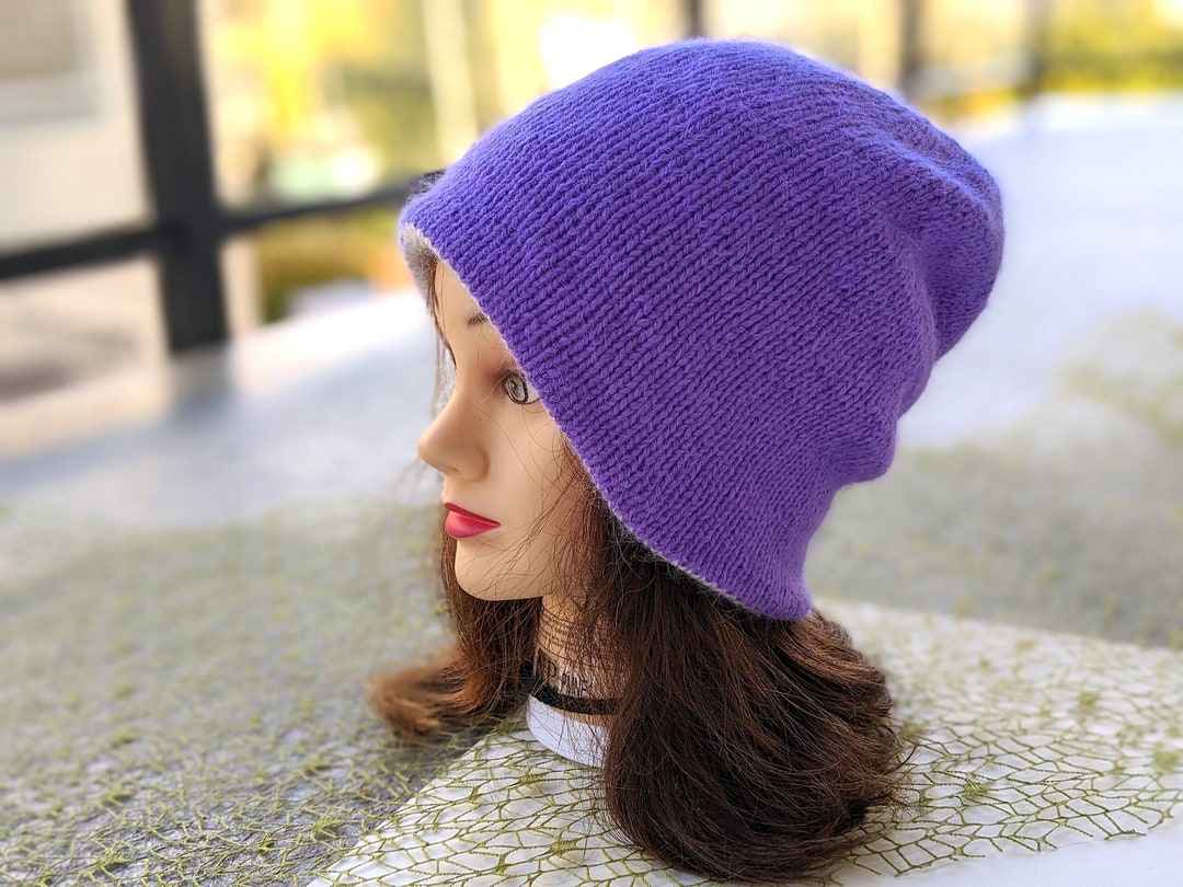 Double Layer Reversible Two Colors Knit Hat Pattern - Etsy
