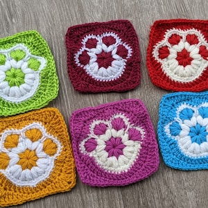 Crochet Paw Print Granny Square Pattern - Etsy