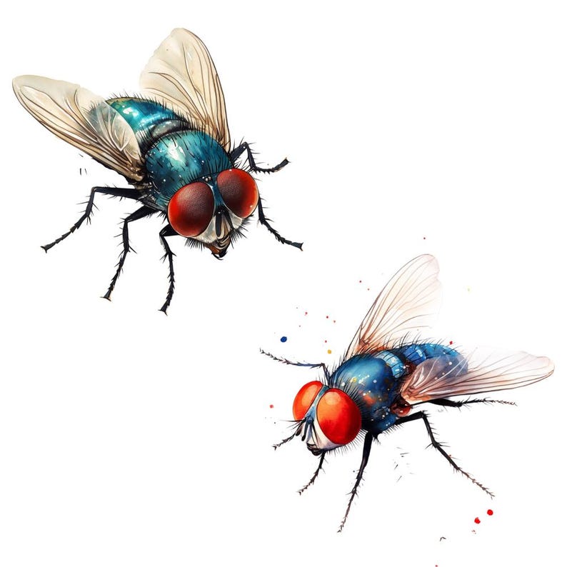 14 Realistic Fly Watercolor Clipart PNG. Digital Download, Junk ...