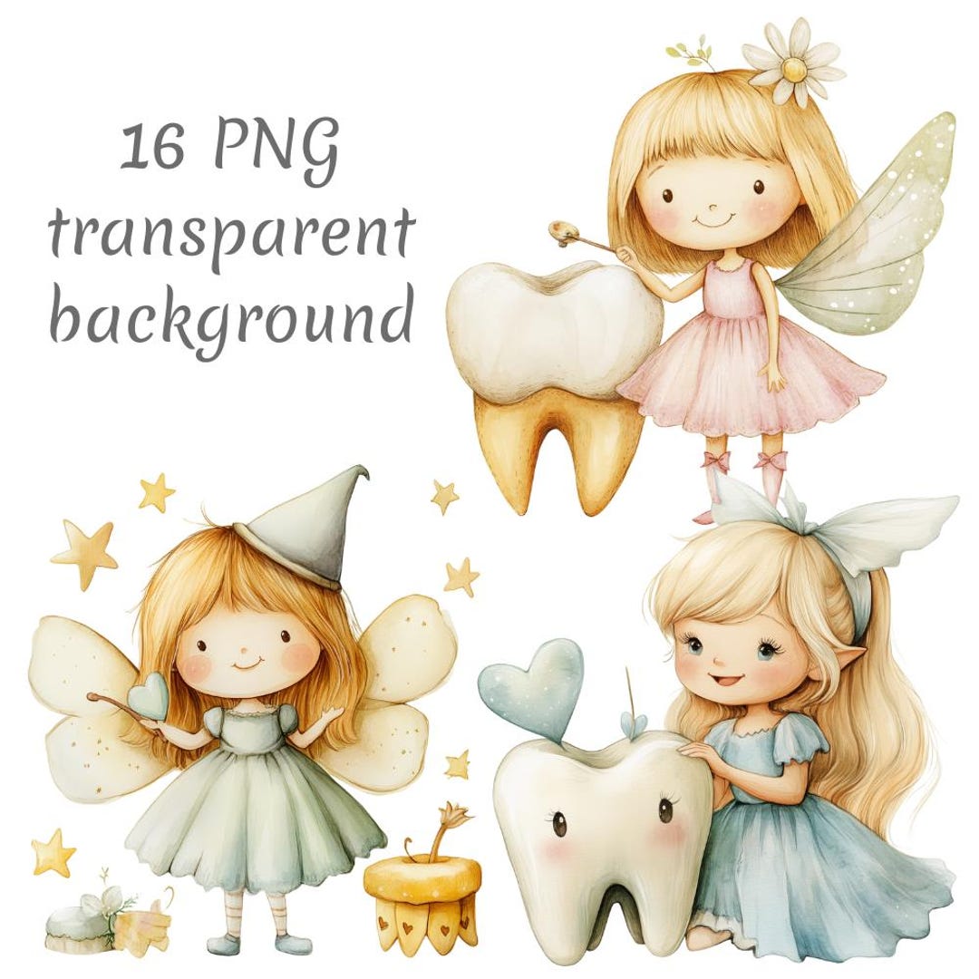 16 Tooth Fairy Clipart PNG. Digital Download, Junk Journals ...