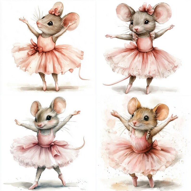 14 Ballerina Mouse Clipart JPG, Mouse Clipart, Digital Download, Junk ...