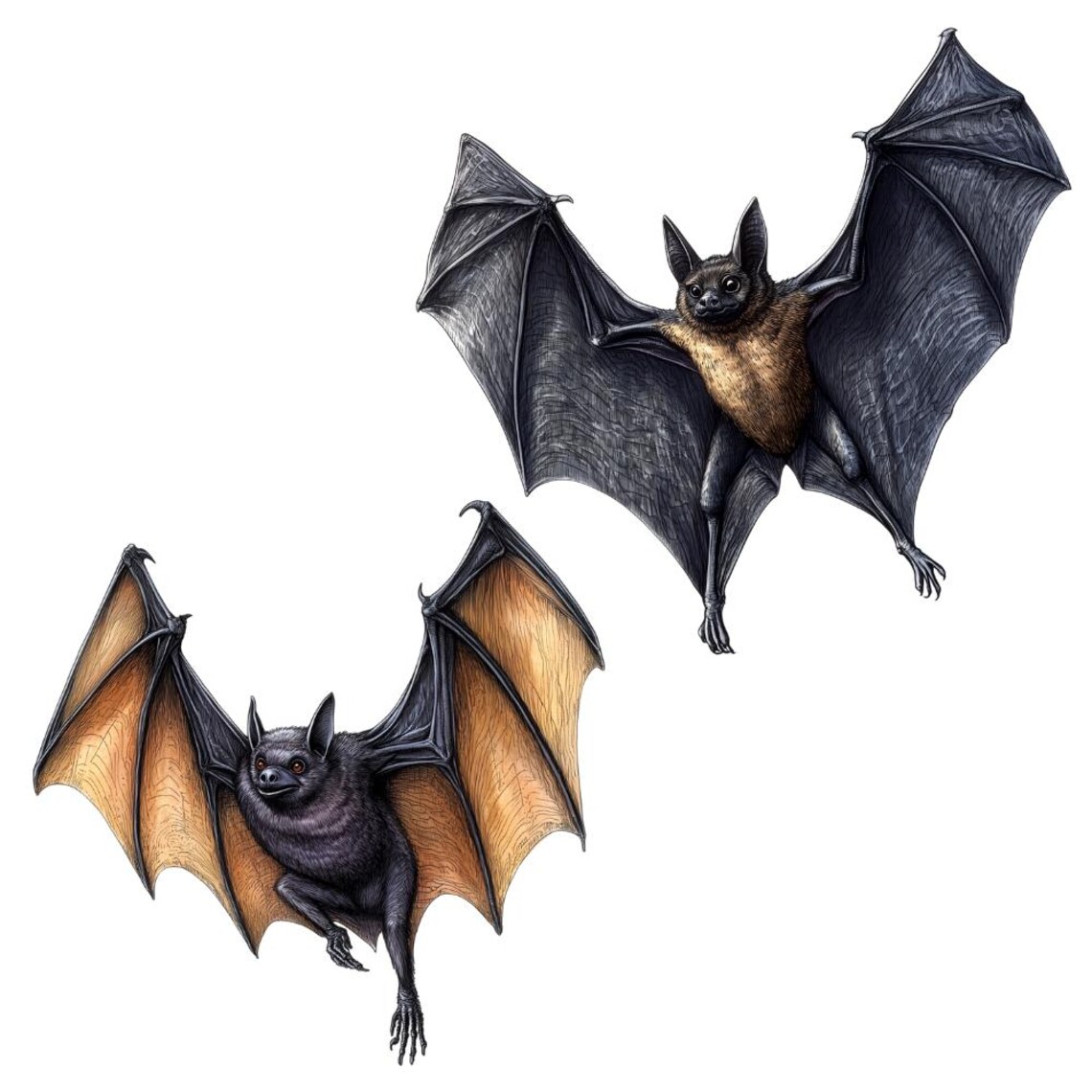 18 Realistic Bat Watercolor Clipart PNG. Digital Download, Junk ...