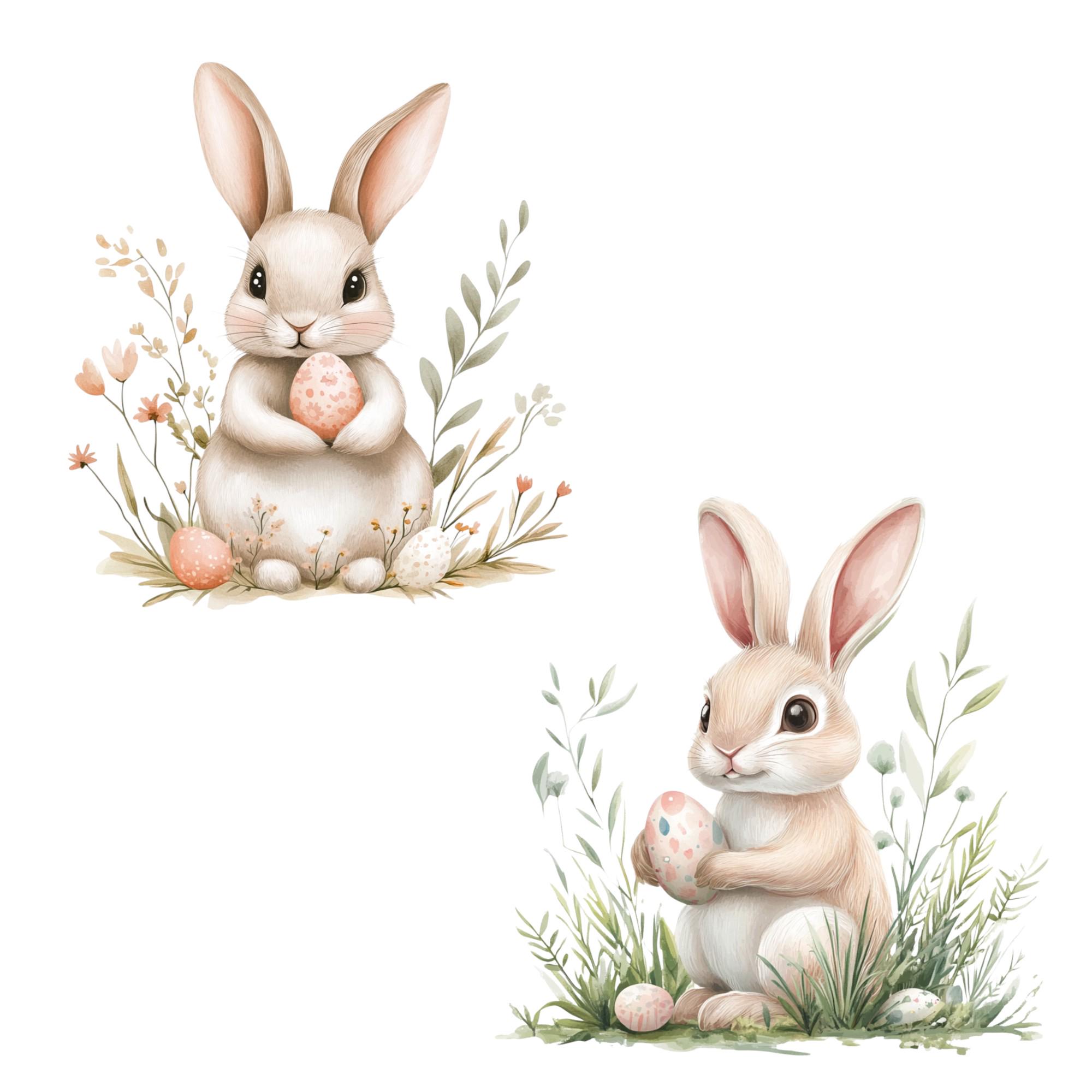 7 Easter Bunny Clipart PNG, JPG. Watercolor Bunny Clipart, Bunny ...