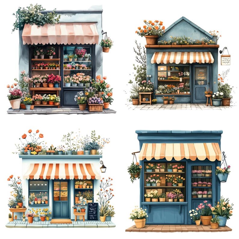 16 Cute Flower Shop Clipart PNG. Digital Download, Junk Journals ...