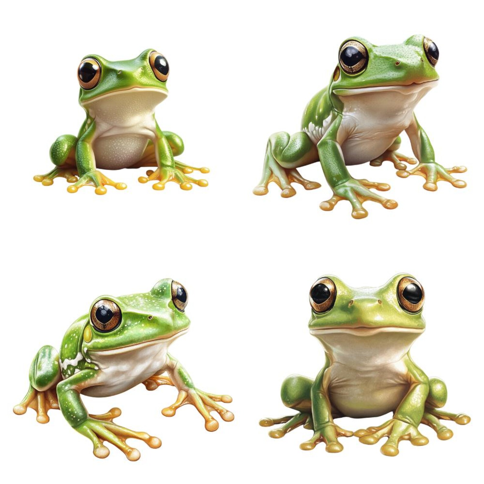 16 Realistic Green Frog Clipart PNG. Tree Frog Digital Download Junk ...