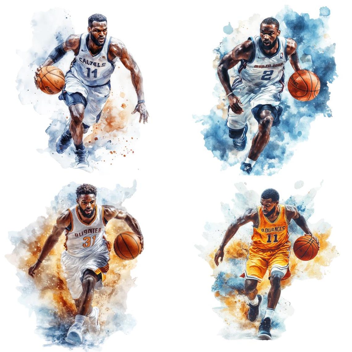 16 Basketball Player Watercolor Clipart PNG, Digital Download, Junk ...