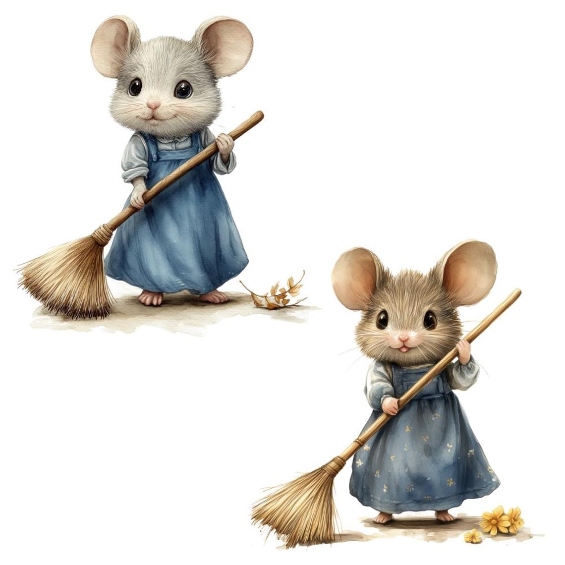 14 Cute Mouse Sweeping Clipart PNG, Digital Download, Junk Journals ...