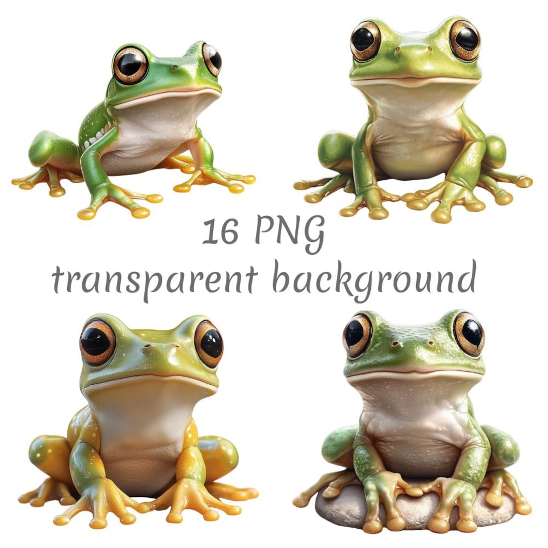 16 Realistic Green Frog Clipart PNG. Tree Frog Digital Download Junk ...