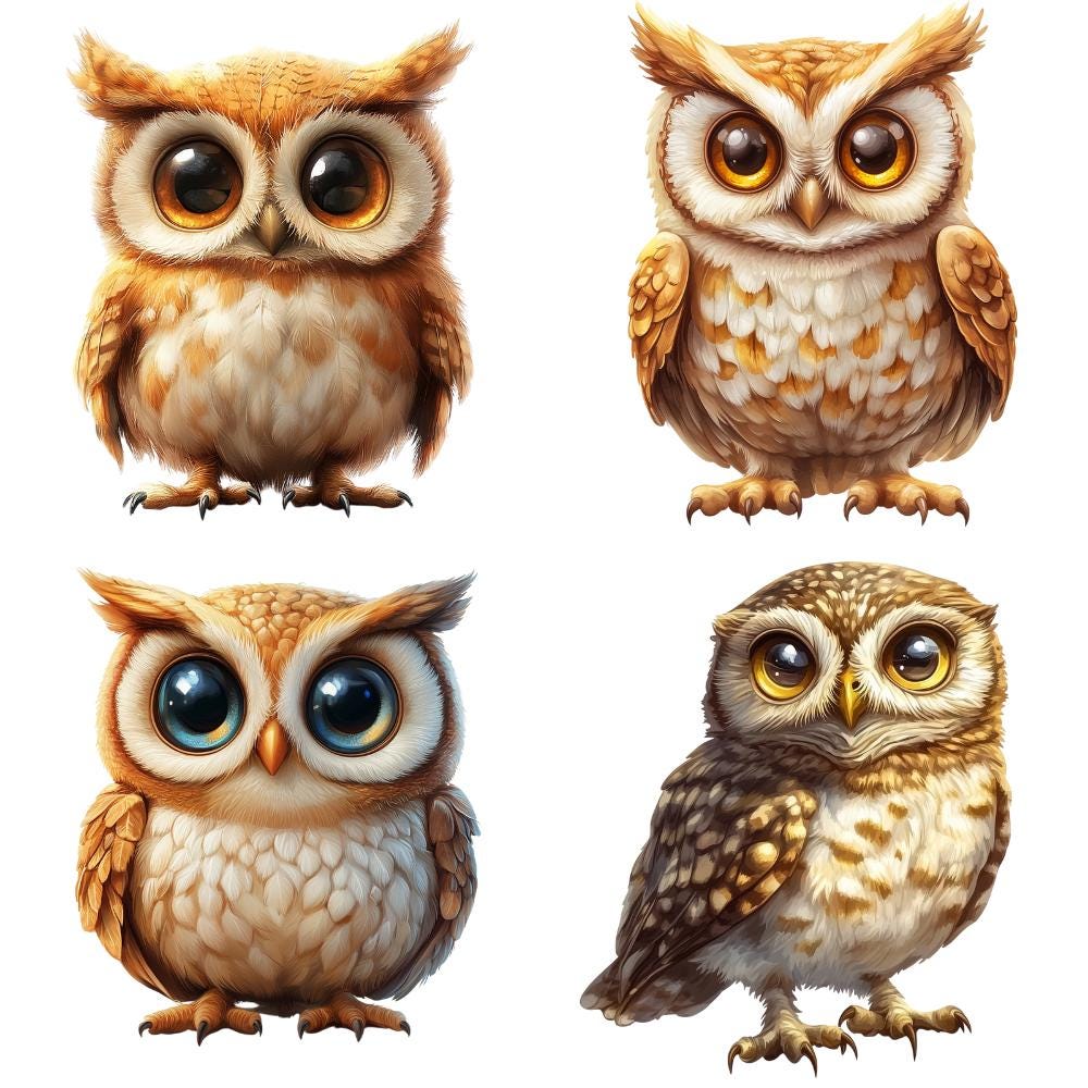 15 Cute Owl Clipart PNG, Digital Download, Junk Journals, Transparent ...