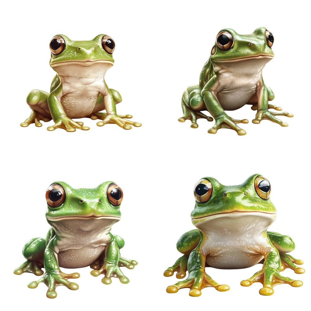 16 Realistic Green Frog Clipart PNG. Tree Frog Digital Download Junk ...