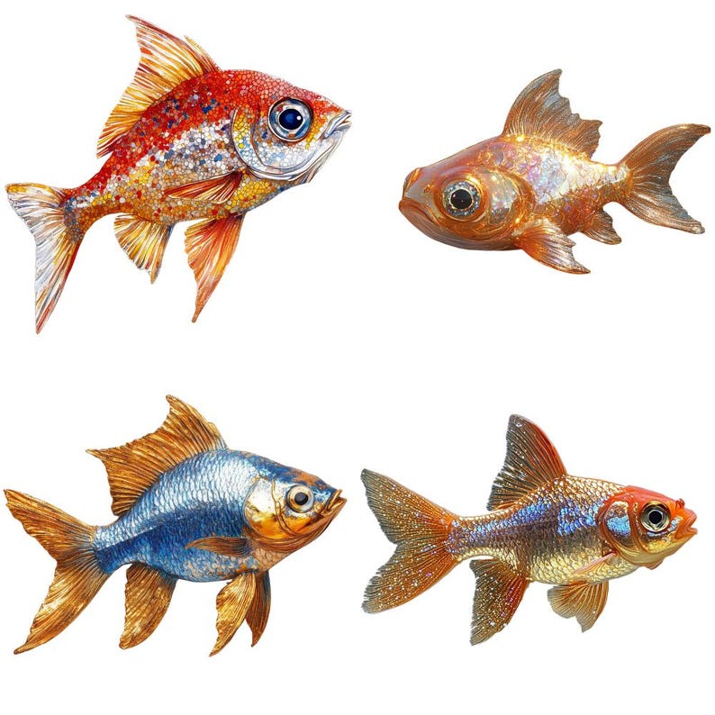 17 Glittery Fish Clipart PNG, Digital Download, Junk Journals ...