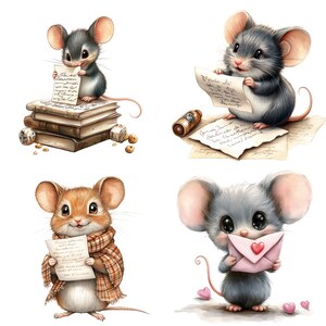 20 Mouse With Letter Clipart PNG, Digital Download, Junk Journals ...