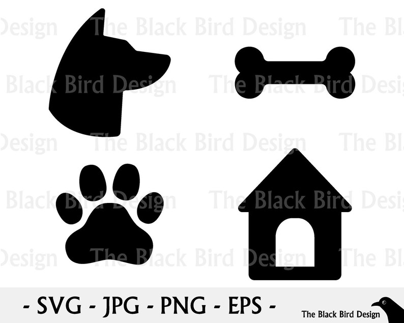Set of Dog Clipart Svg, Paw Svg, Cricut Cut Files, Silhouette. Digital ...