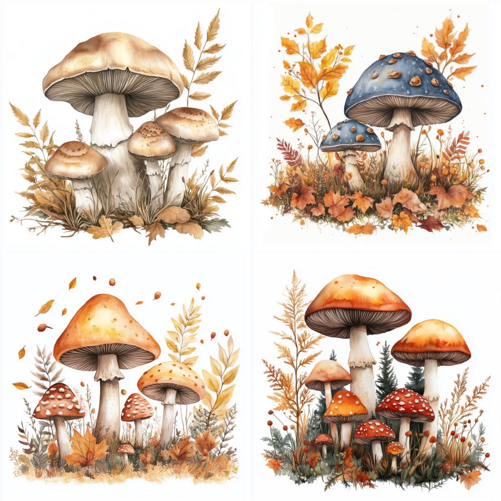 20 Autumn Forest Mushroom Watercolor Clipart JPG, Digital Download ...