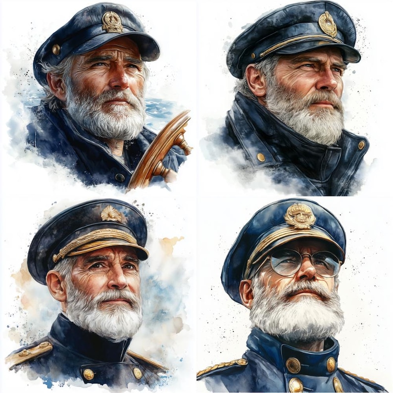 22 Ship Captain Clipart Set JPG, Digital Download, Junk Journals, Paper ...