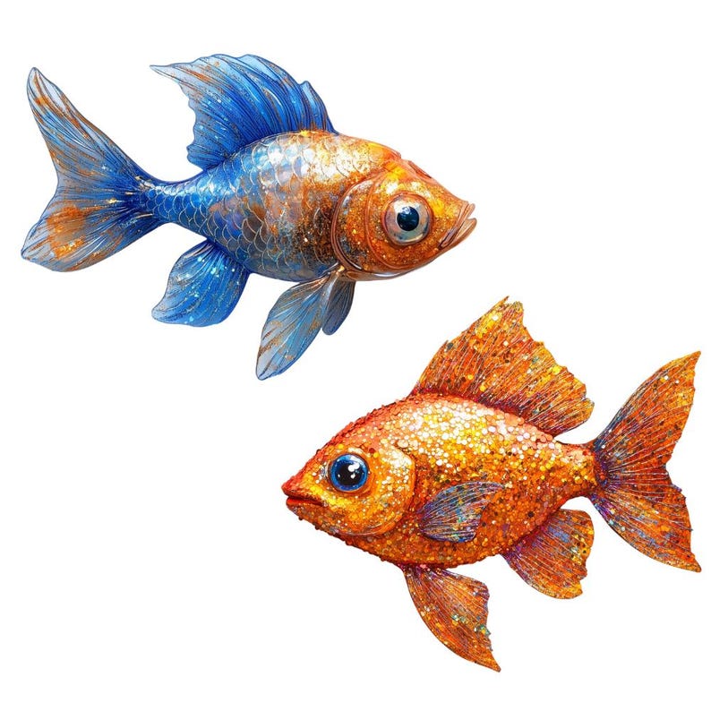 17 Glittery Fish Clipart PNG, Digital Download, Junk Journals ...
