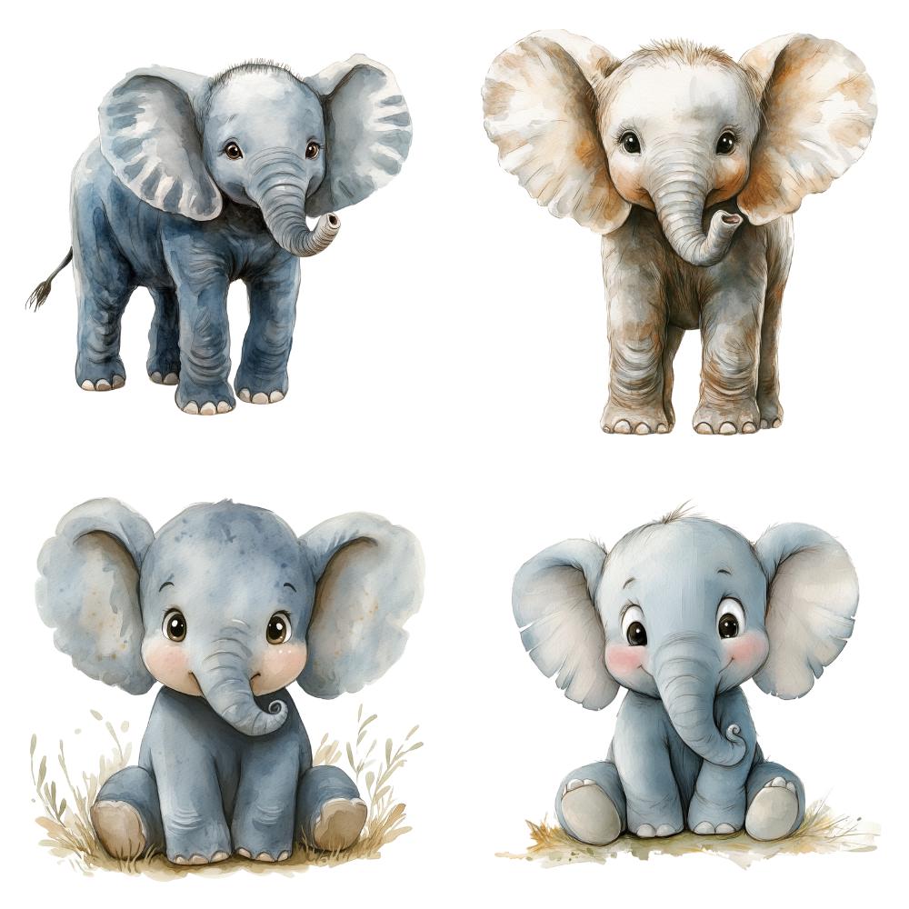 16 Baby Elephant Watercolor Clipart PNG. Digital Download, Junk ...
