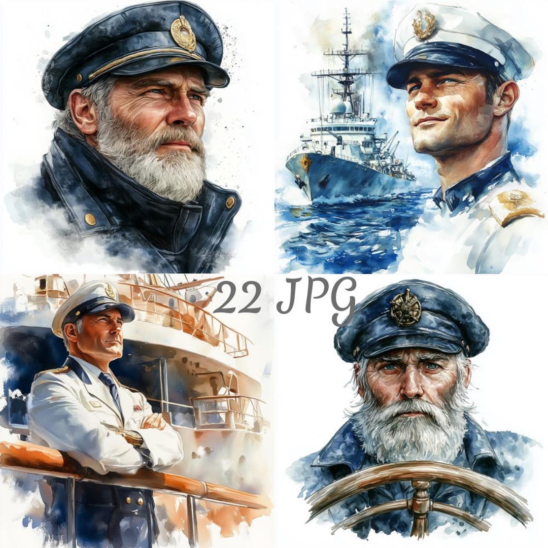22 Ship Captain Clipart Set JPG, Digital Download, Junk Journals, Paper ...