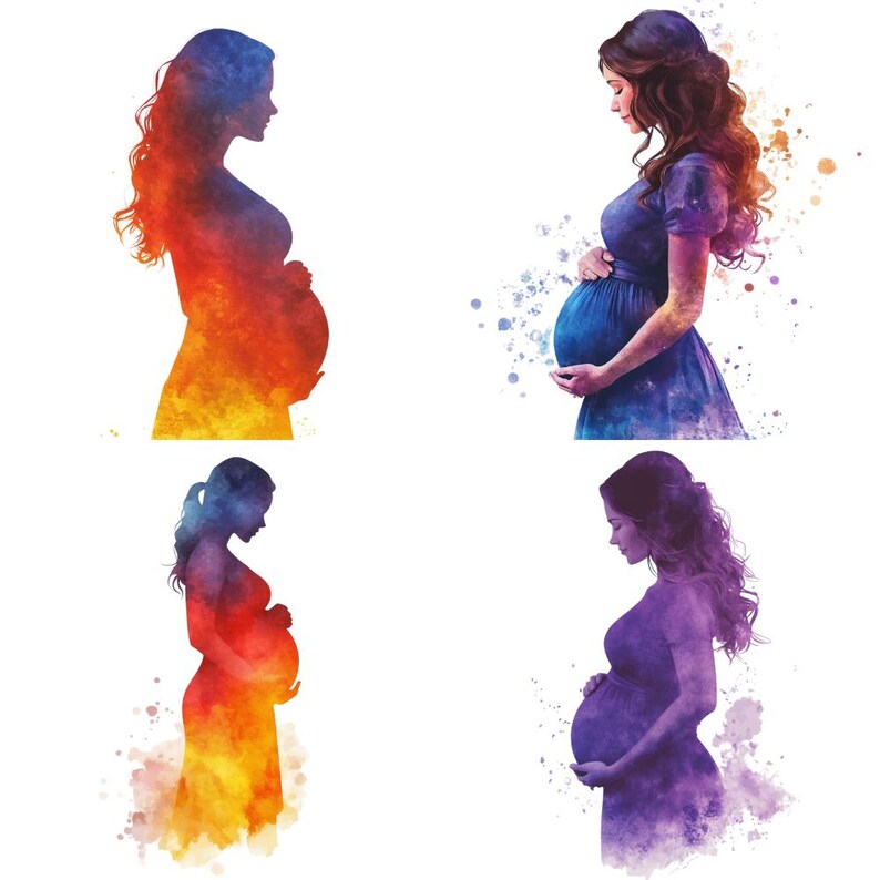 21 Pregnant Woman Watercolor Clipart PNG, Digital Download, Junk ...