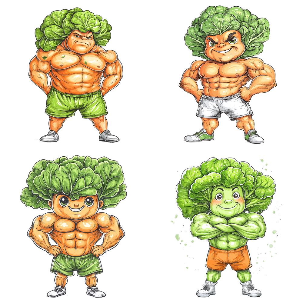 30 Cartoon Strong Vegetable Clipart PNG, Digital Download, Junk ...