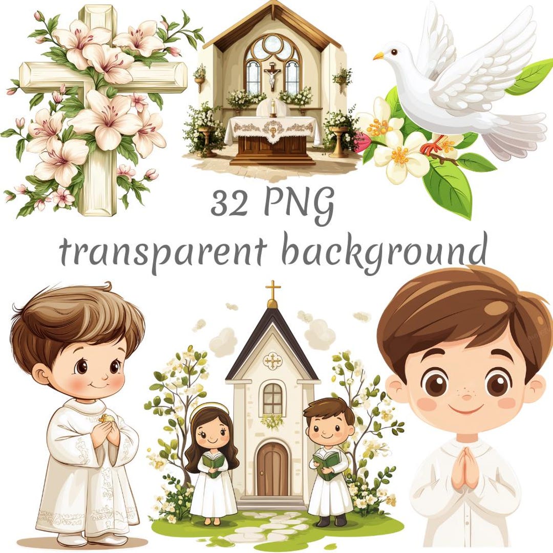 32 Boy First Communion Clipart PNG, Digital Download, Junk Journals ...