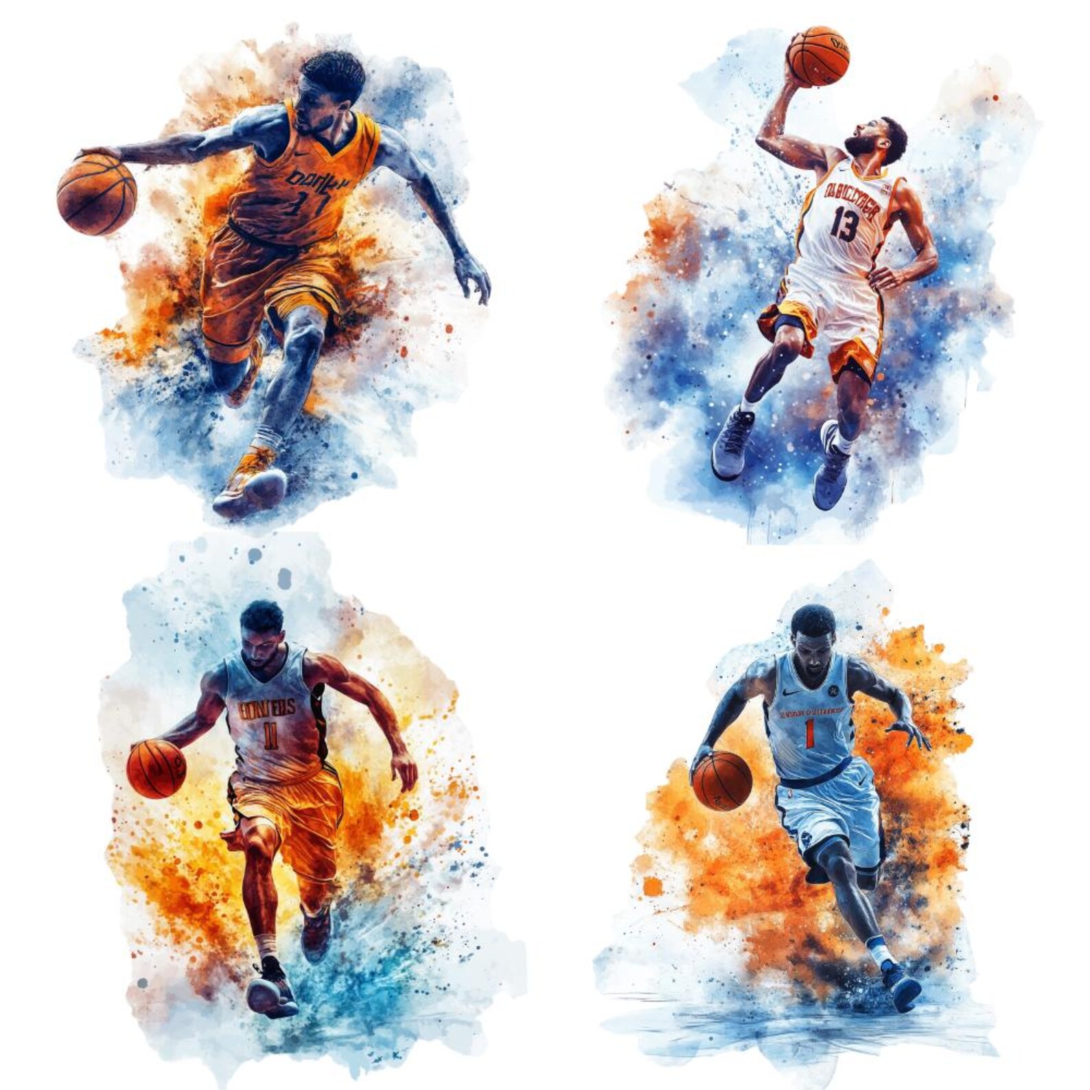 16 Basketball Player Watercolor Clipart PNG, Digital Download, Junk ...