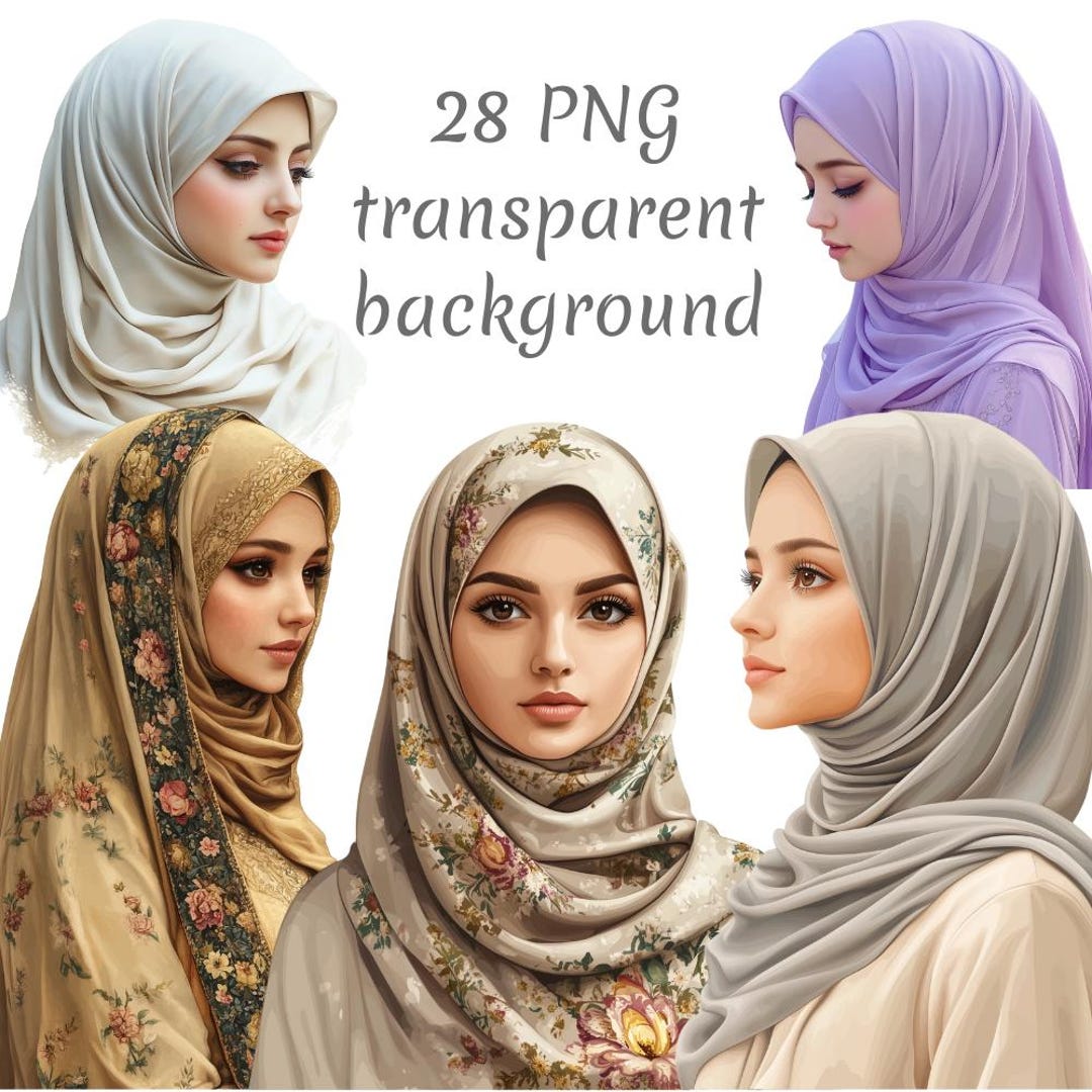 28 Muslim Girl in Hijab Clipart PNG, Digital Download, Junk Journals ...