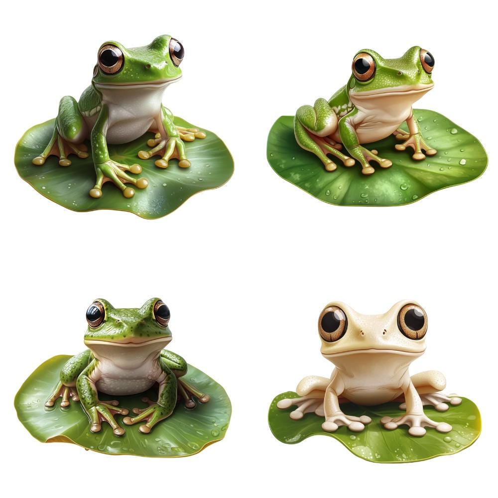 12 Realistic Green Frog Clipart PNG. Tree Frog Digital Download Junk ...