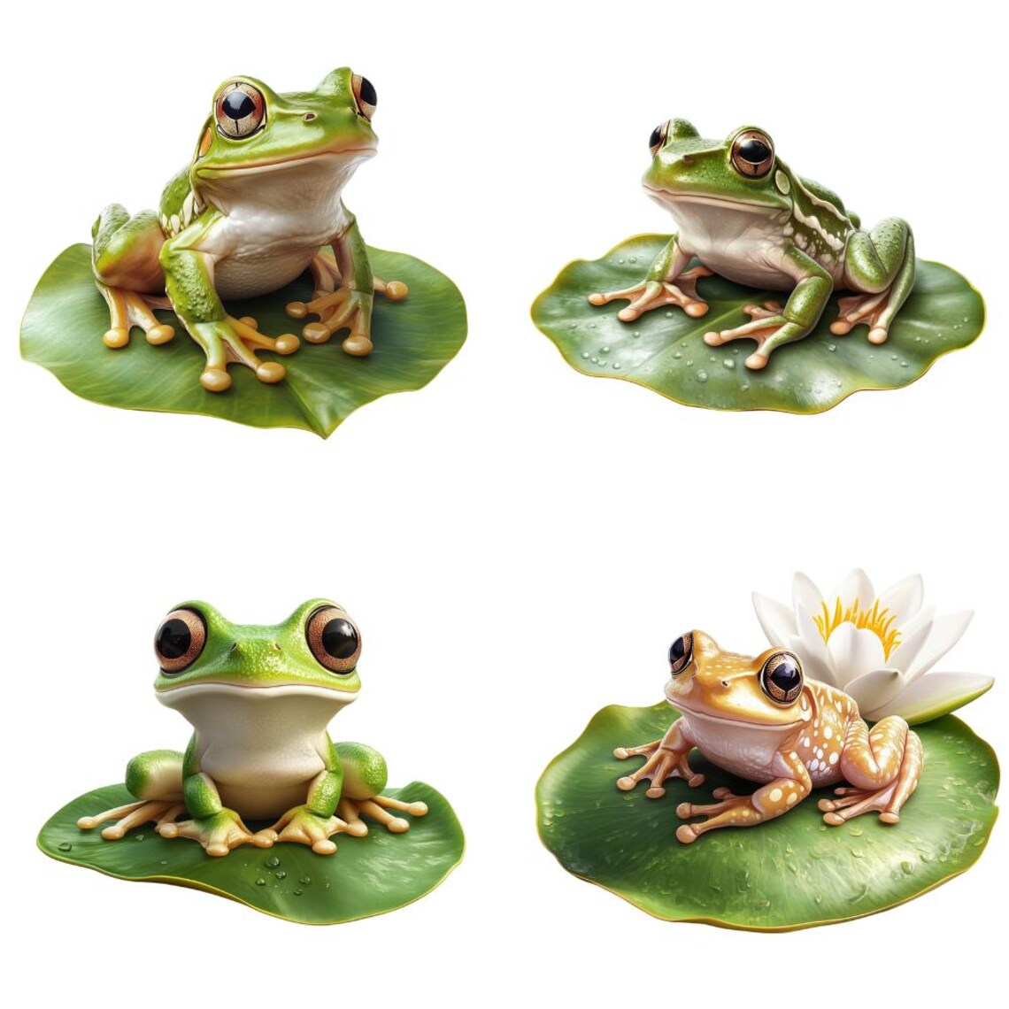 12 Realistic Green Frog Clipart PNG. Tree Frog Digital Download Junk ...