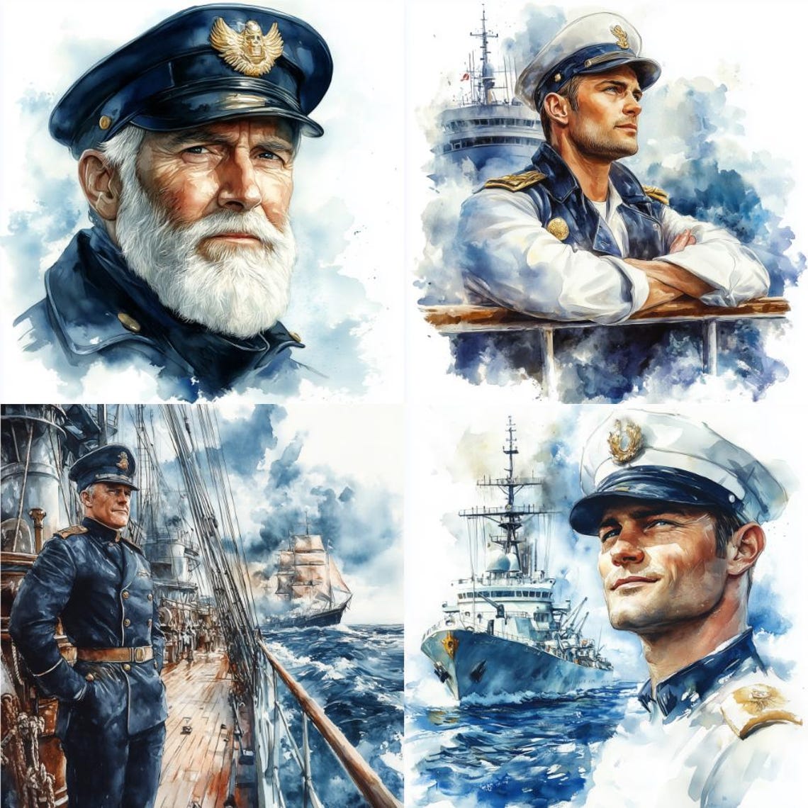 22 Ship Captain Clipart Set JPG, Digital Download, Junk Journals, Paper ...