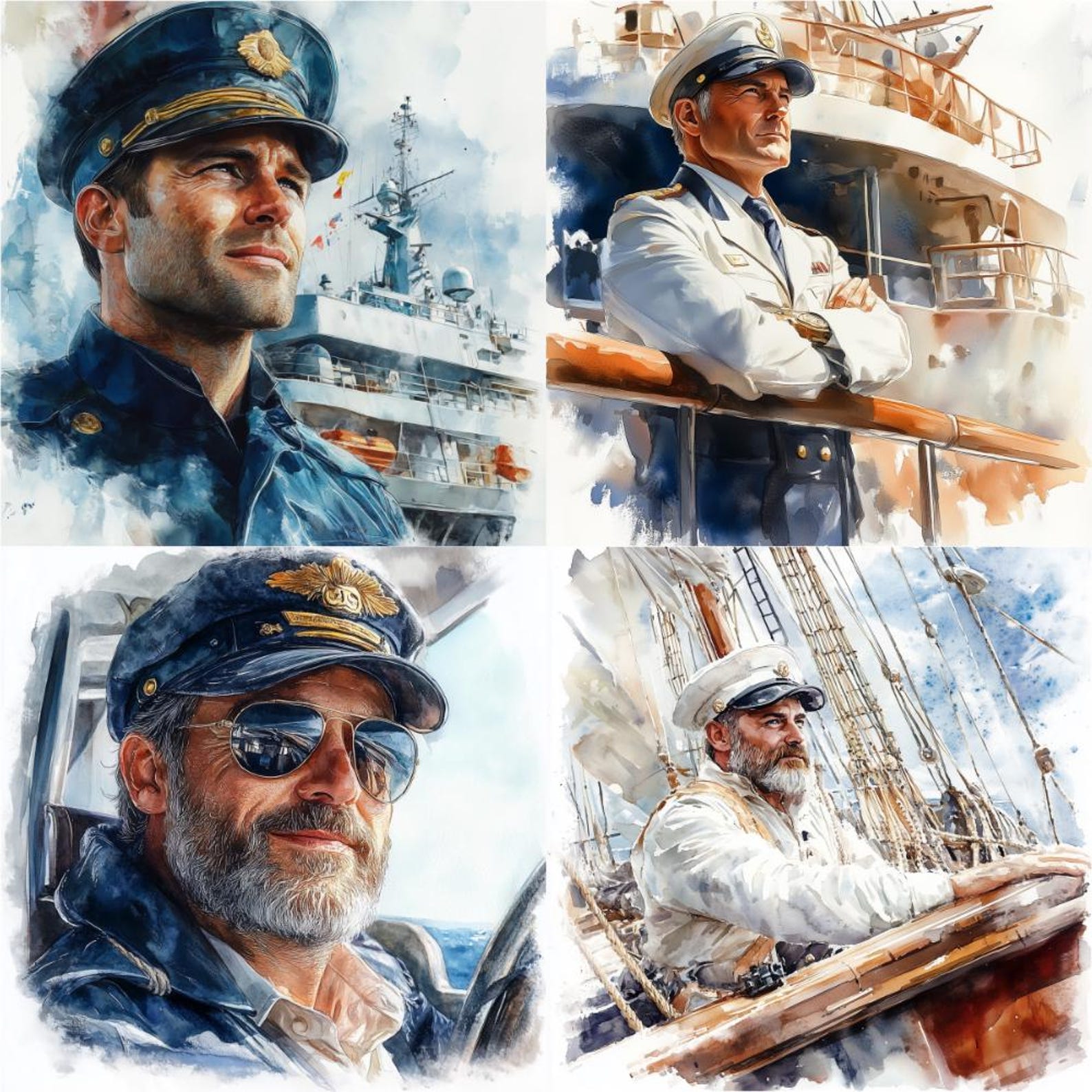 22 Ship Captain Clipart Set JPG, Digital Download, Junk Journals, Paper ...