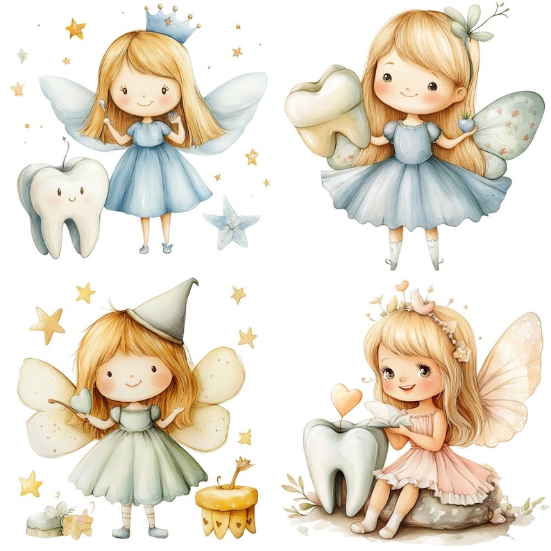 16 Tooth Fairy Clipart PNG. Digital Download, Junk Journals ...