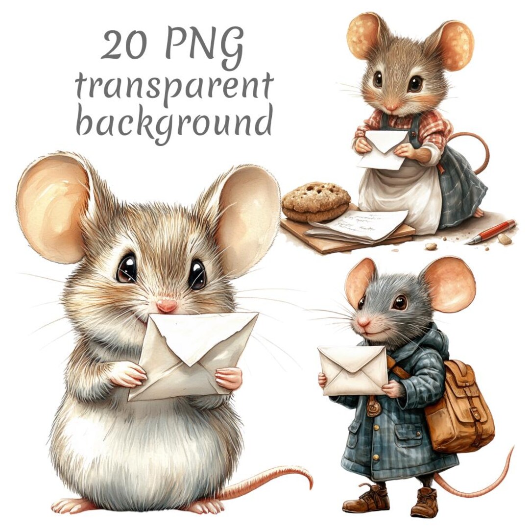 20 Mouse With Letter Clipart PNG, Digital Download, Junk Journals ...