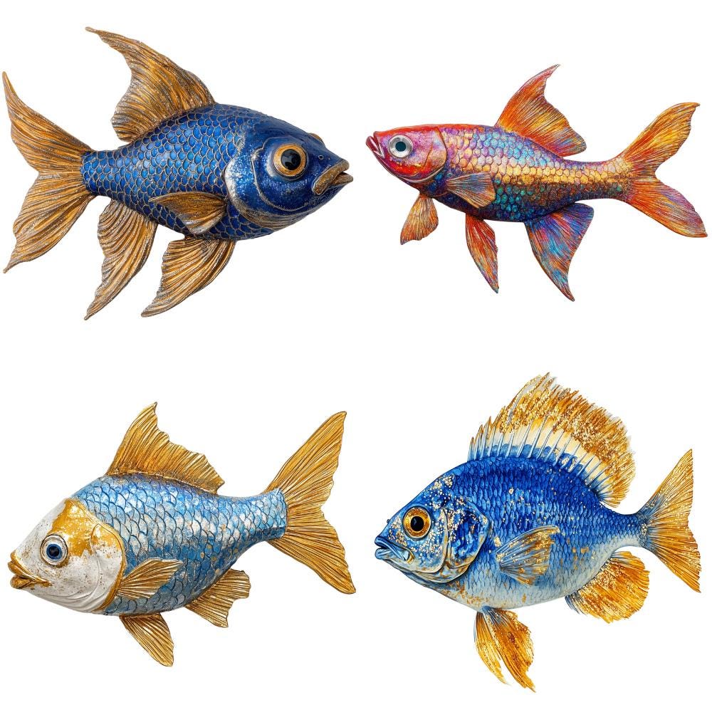 17 Glittery Fish Clipart PNG, Digital Download, Junk Journals ...