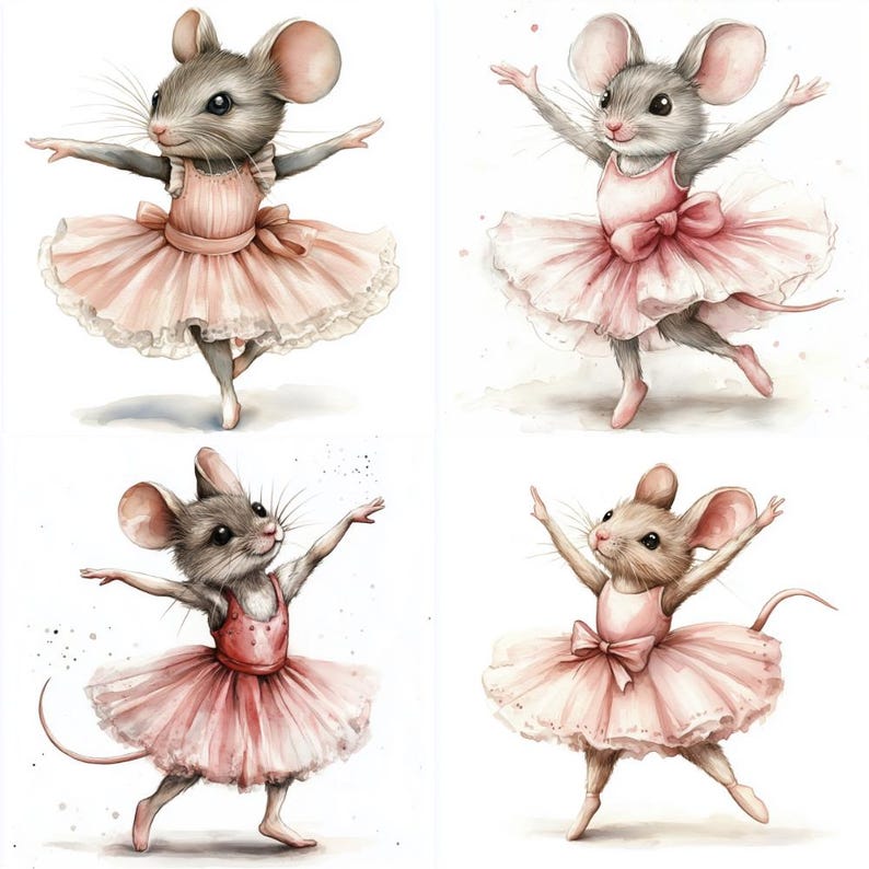 14 Ballerina Mouse Clipart JPG, Mouse Clipart, Digital Download, Junk ...
