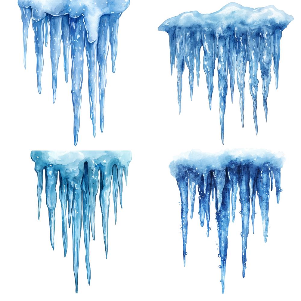 16 Winter Icicles Watercolor Clipart PNG. Digital Download Junk ...