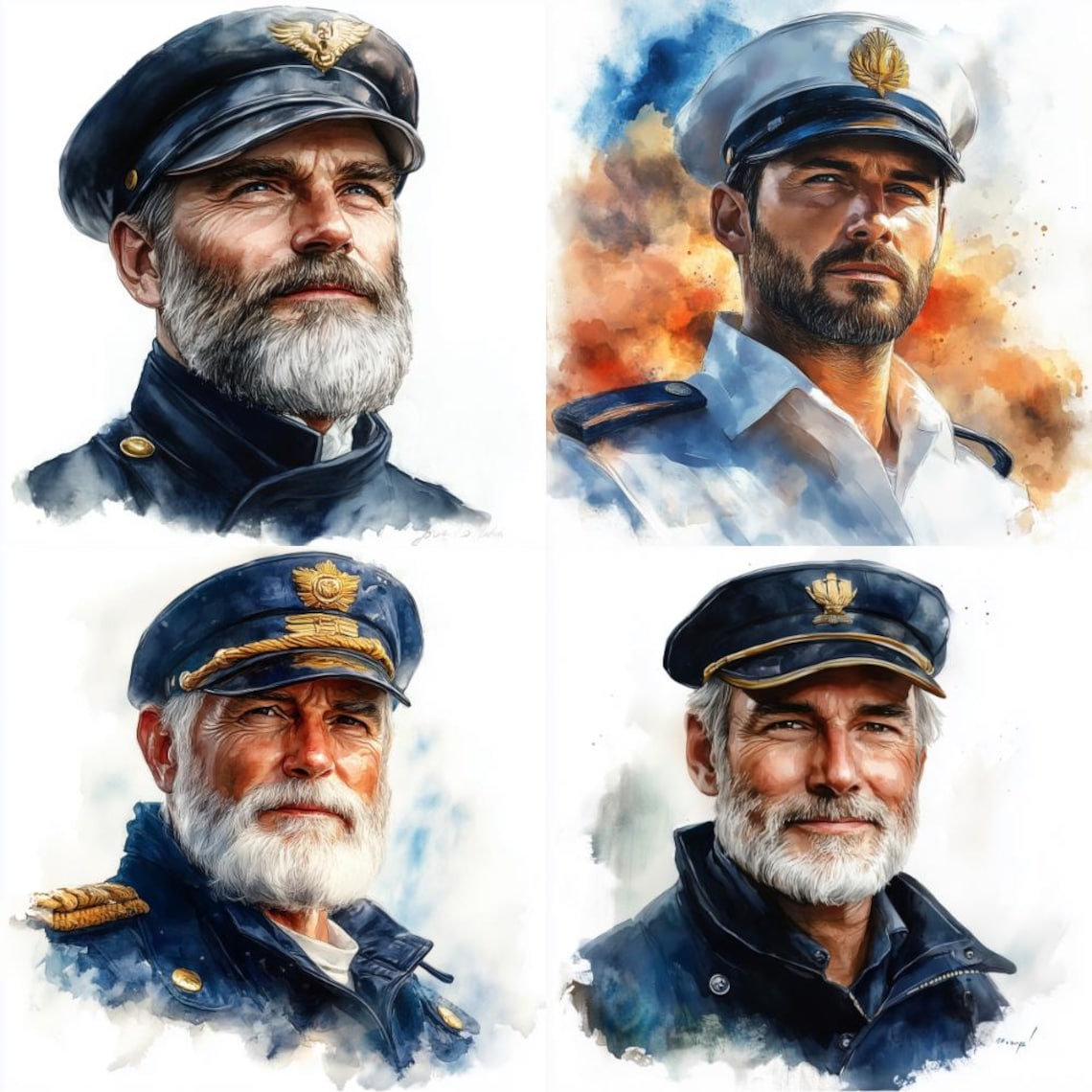 22 Ship Captain Clipart Set JPG, Digital Download, Junk Journals, Paper ...