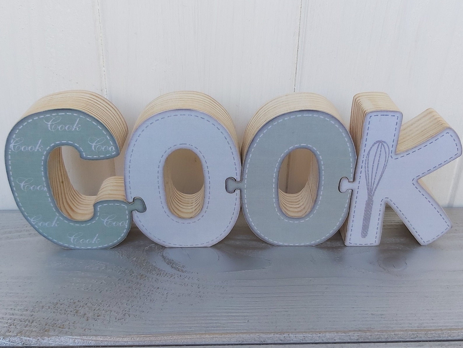 Wood block puzzle COOK letters 2.5 inches high Freestanding | Etsy