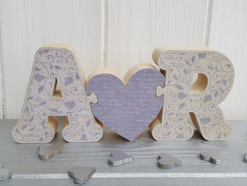 Small Wood Puzzle Initials With Heart Choose Your Own - Etsy