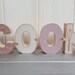 Wood Block Puzzle COOK Letters, 2.5 Inches High, Freestanding Wooden ...