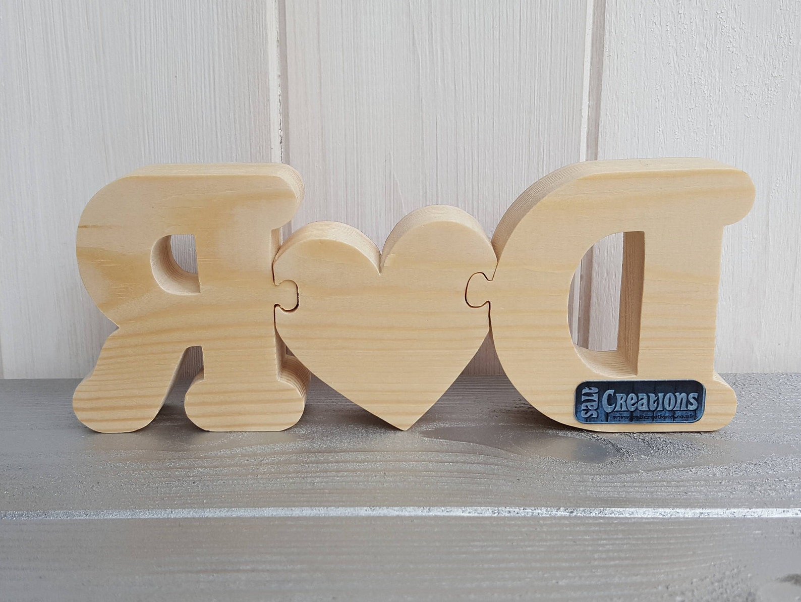Small Wood Puzzle Initials With Heart, Choose Your Own Letters ...