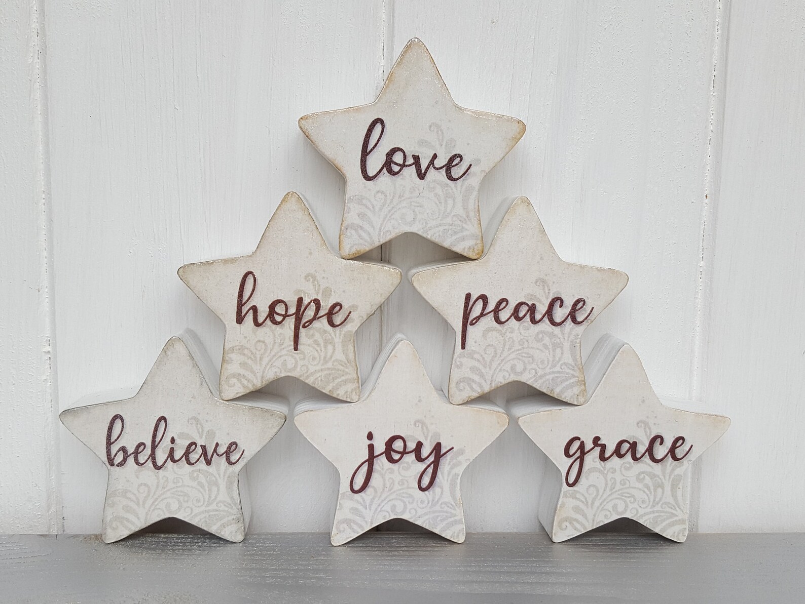 Small 2 inch painted wooden star love joy peace hope | Etsy
