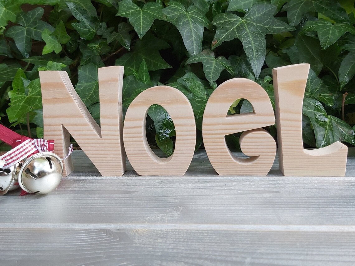 Pine Wood Block Noel Letters, Decorative Christmas Noel Sign ...