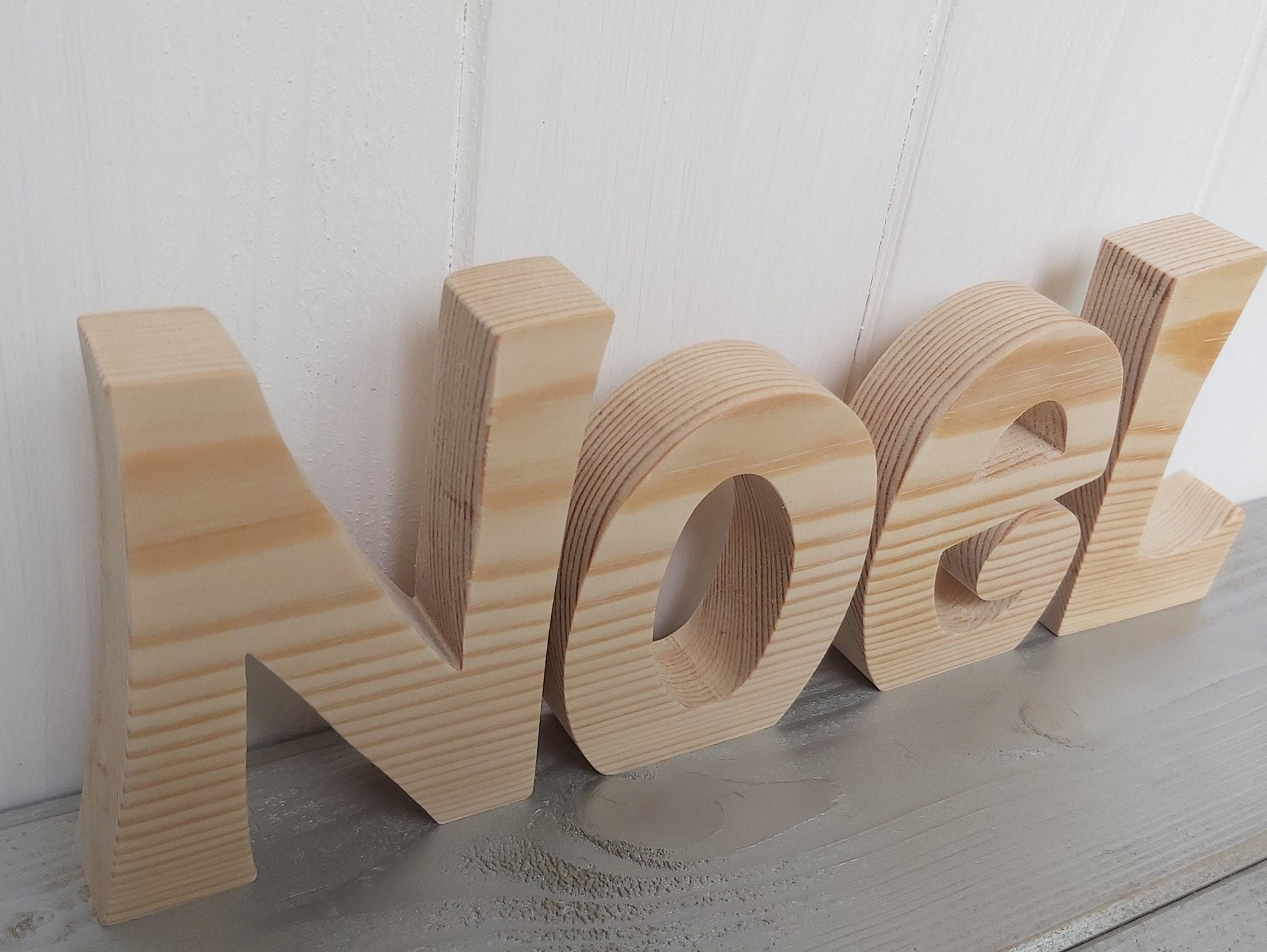 Pine Wood Block Noel Letters, Decorative Christmas Noel Sign ...