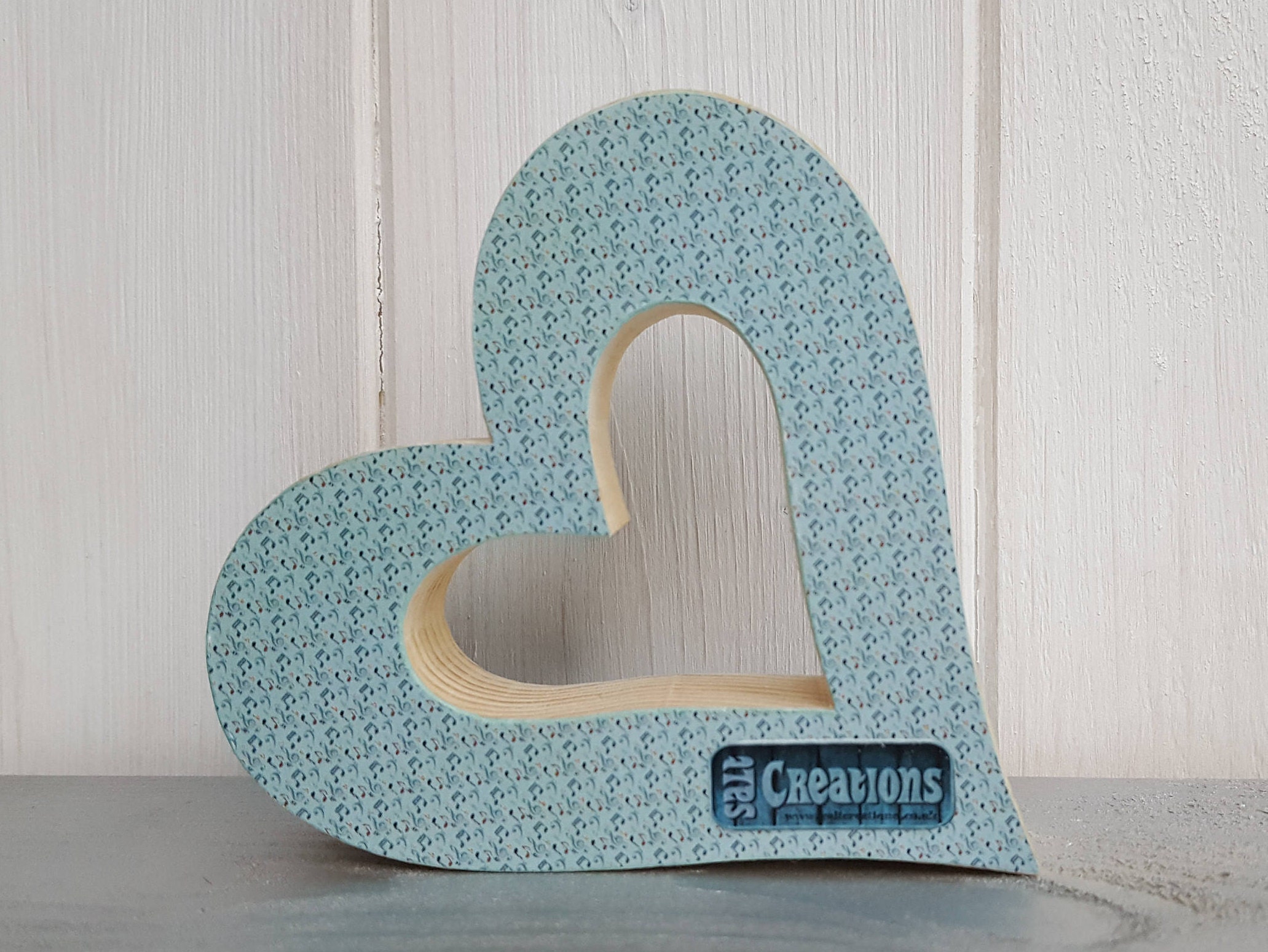Freestanding wooden decoupage heart handcrafted pine thank | Etsy